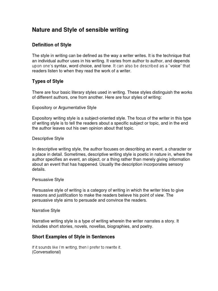 Nature and Style of Sensible Writing | PDF | Science | Science And ...