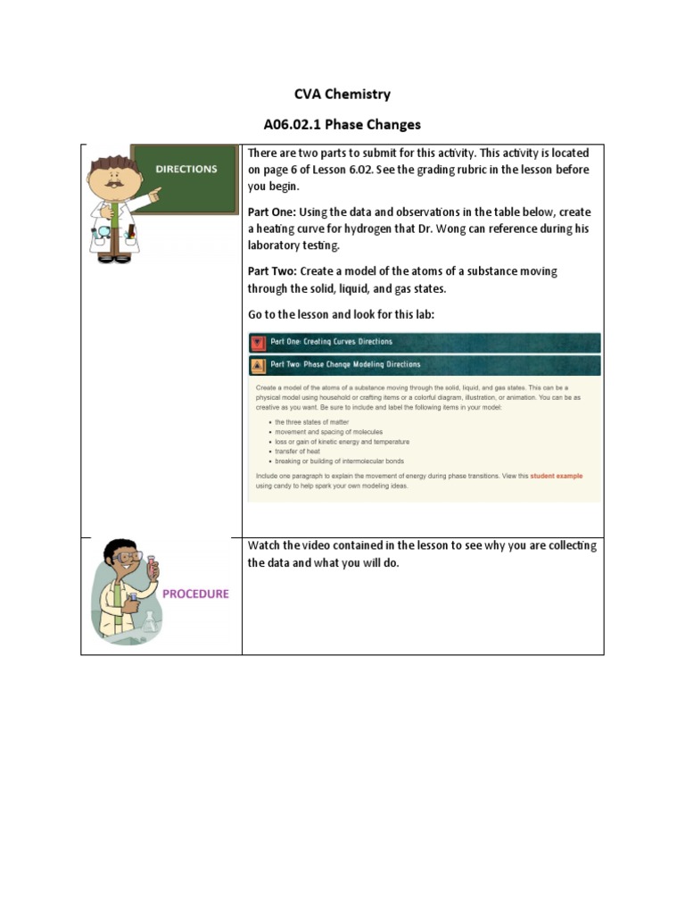 CVA Chemistry Phase Changes Lab | PDF | Phase (Matter) | Gases