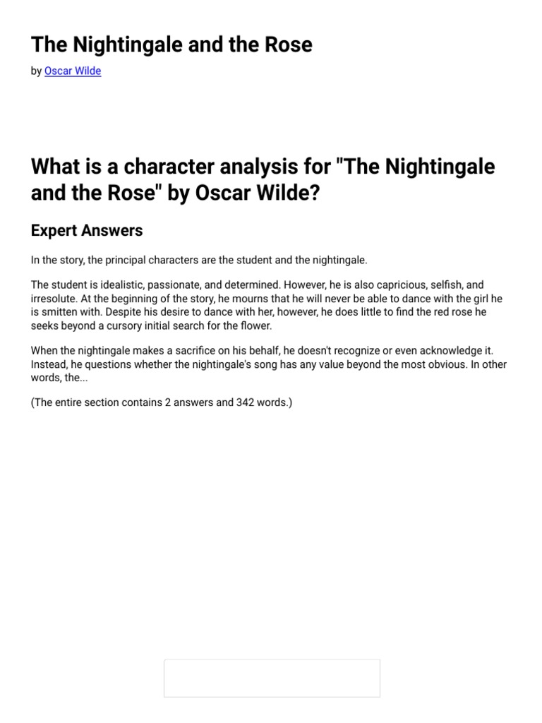 The Nightingale and The Rose: Expert Answers | PDF