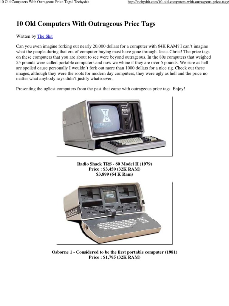 10 Old Computers With Outrageous Price Tags | PDF | Computer Companies ...