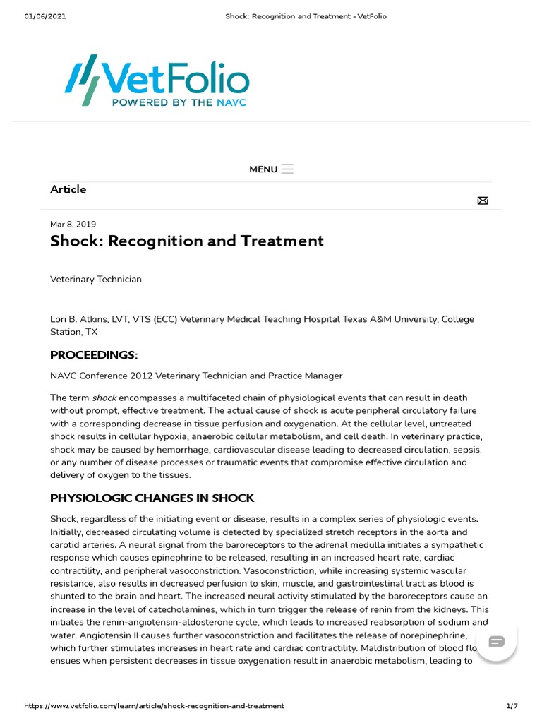 Veterinary Shock Treatment Guide | PDF | Shock (Circulatory) | Heart