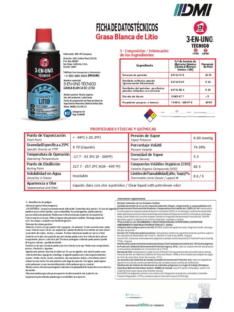 Ficha Tecnica Grasa | PDF | Ciencias fisicas | Química