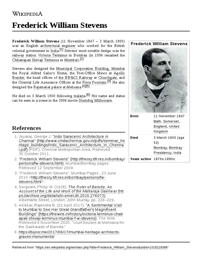 Frederick William Stevens | PDF | Mumbai