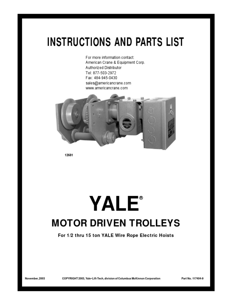 Instructions and Parts List: Motor Driven Trolleys | PDF | Fuse ...