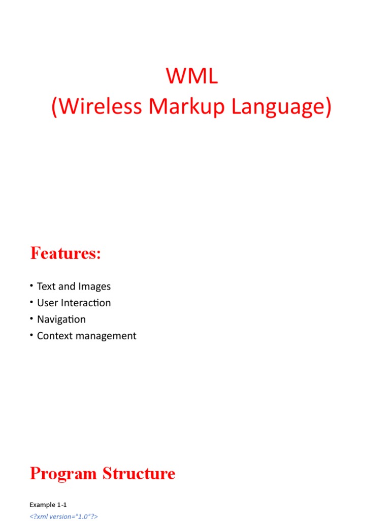 Wml Wireless Markup Language Pdf Html Element Xml 