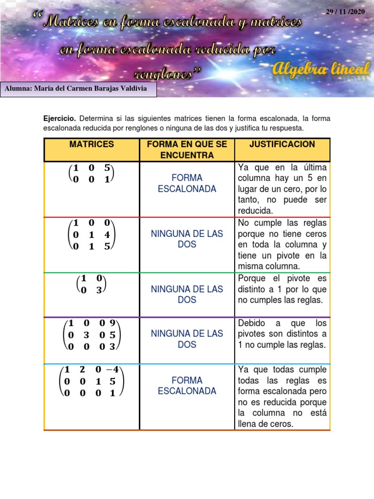 Matrices en Forma Escalonada y Matrices en Forma Escalonada Reducida Por Renglones - MCBV | PDF ...