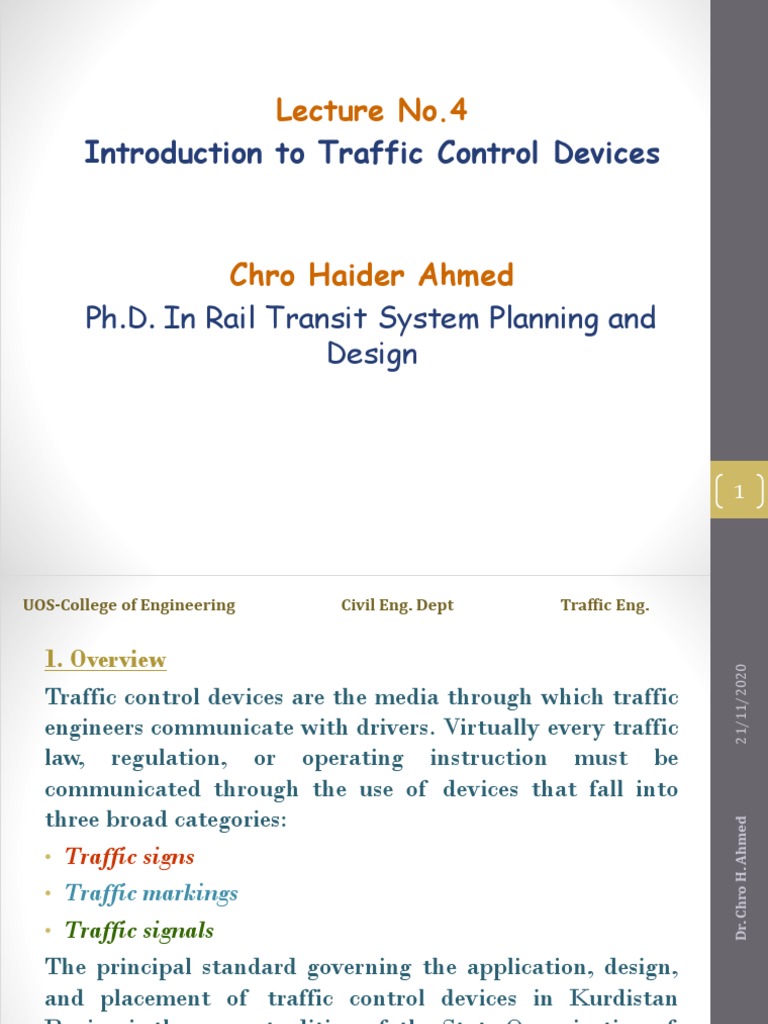 Lecture 4 - Introduction To Traffic Control Devices I | PDF | Traffic ...