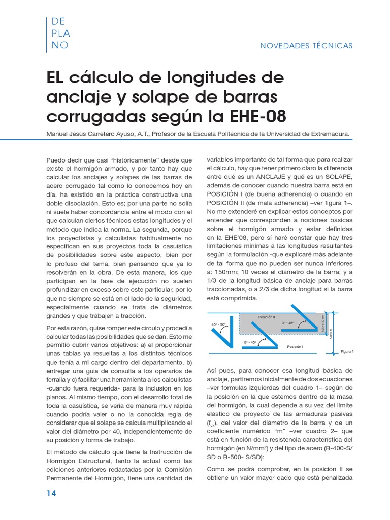 DEPLANO 019 ABR-10. Pp. 14-17. EL Cálculo de Longitudes de Anclaje y ...
