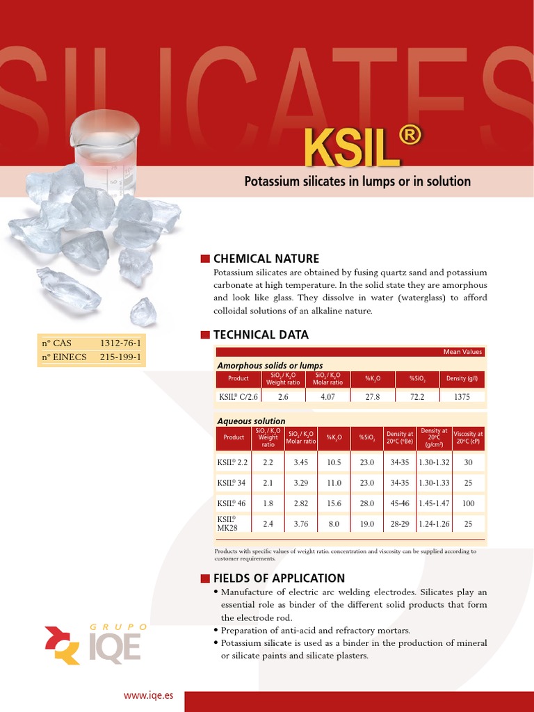Potassium Silicates in Lumps or in Solution: Chemical Nature | PDF ...