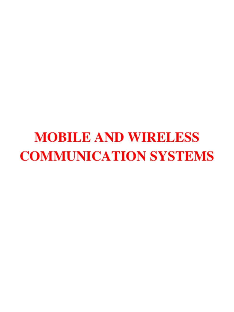 Mobile and Wireless Communication Syste | PDF | Wireless | Communications System