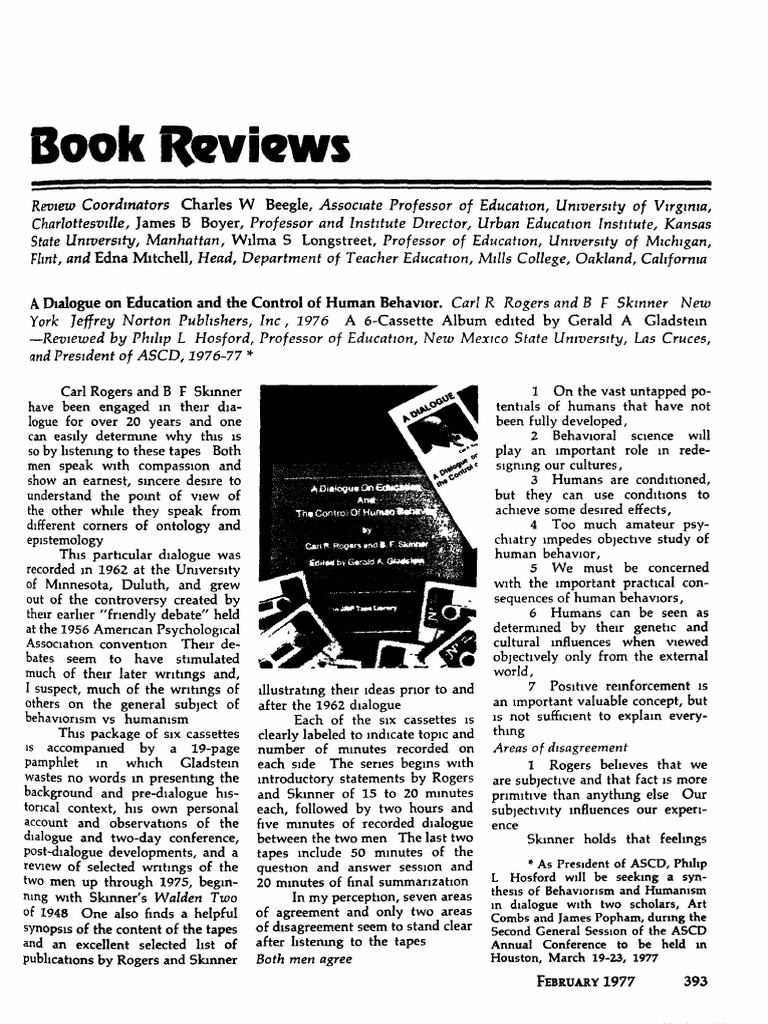 Critic Review - A Dialogue On Education and The Control of Human ...