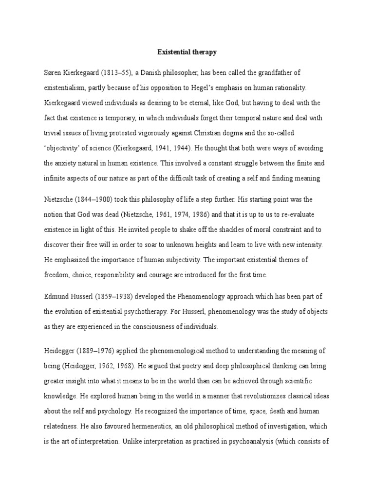 Existential Therapy COMPLETED | PDF | Psychotherapy | Existentialism