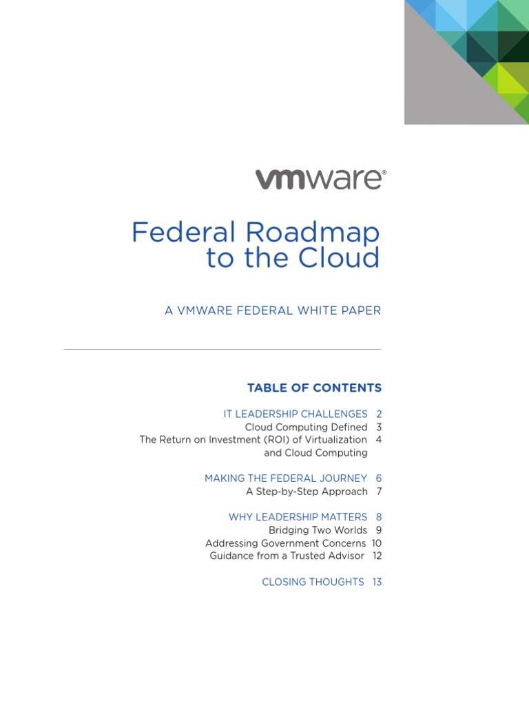 Federal Roadmap To The Cloud: A Vmware Federal White Paper | PDF ...