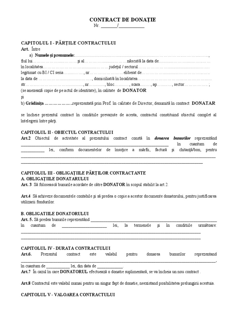 Contract de Donatie - MODEL | PDF