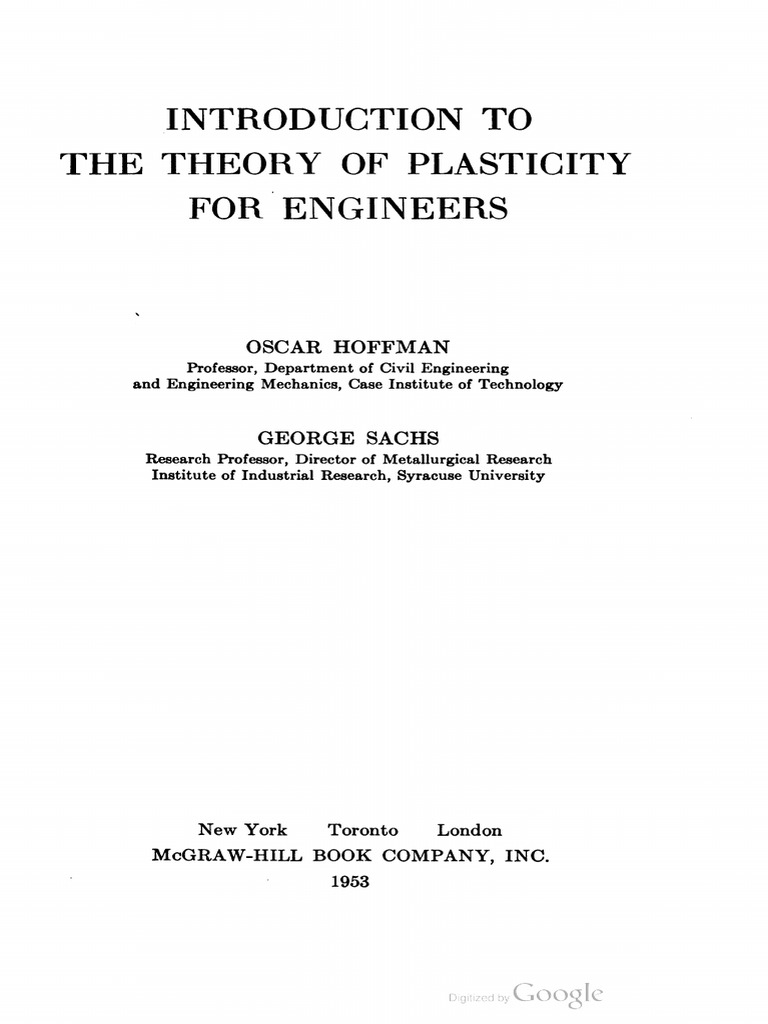 Introduction To The Theory of Plasticity v2 | PDF | Plasticity (Physics ...