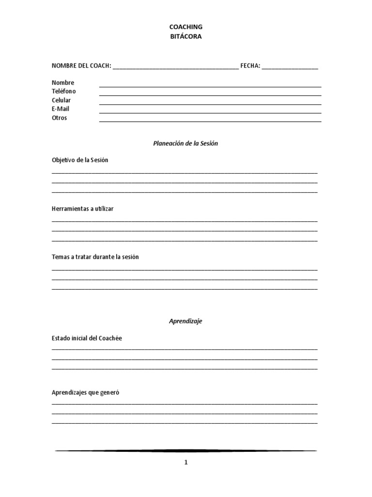 Formato Sesión Coaching | PDF | Psicología Educacional | Comunicación