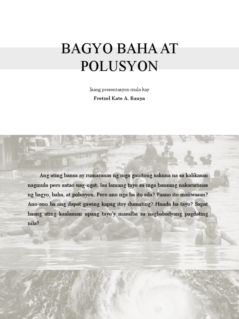 Bagyo, Baha at Polusyon | PDF
