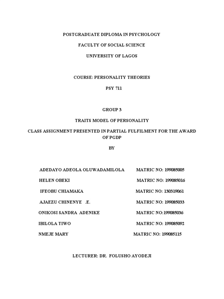 Trait Theory of Personality | PDF | Extraversion And Introversion ...