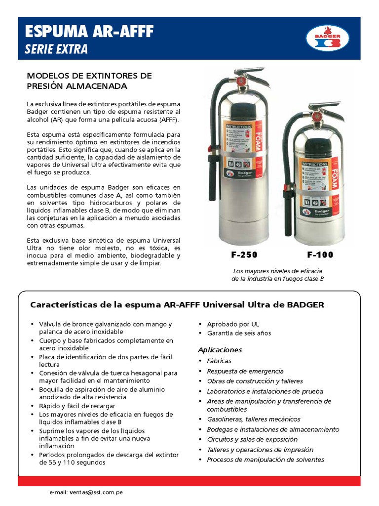 Ficha Tecnica Extintor-portatil-de-Espuma-AR-AFFF | PDF | Acero | Química