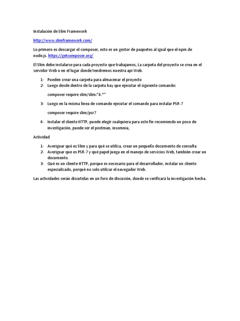 Instalación de Slim Framework 4 | PDF