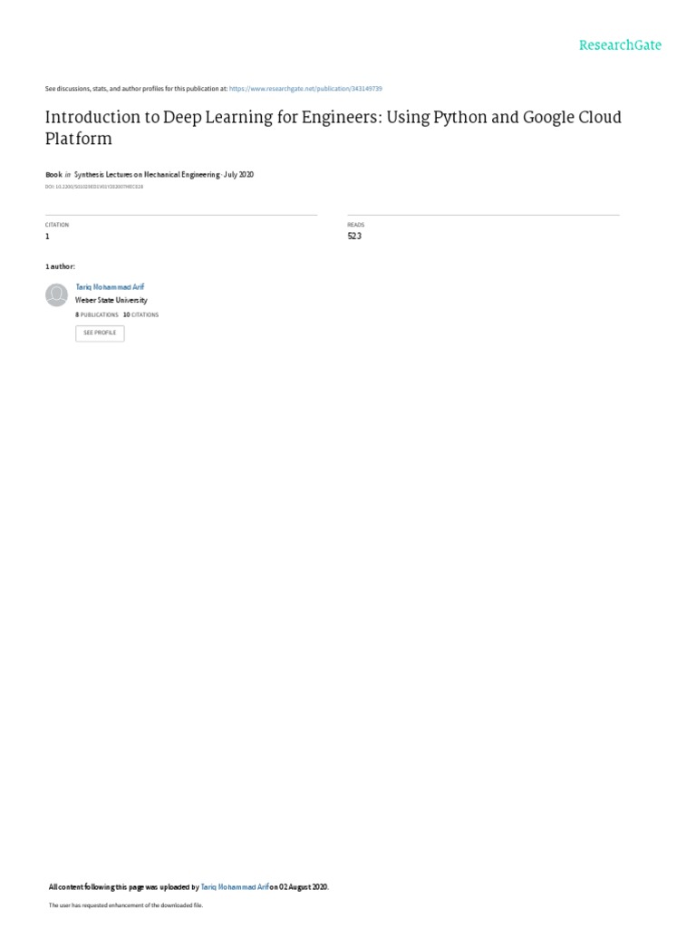 Introduction To DeepLearning For Engineers | PDF | Deep Learning | Cloud Computing