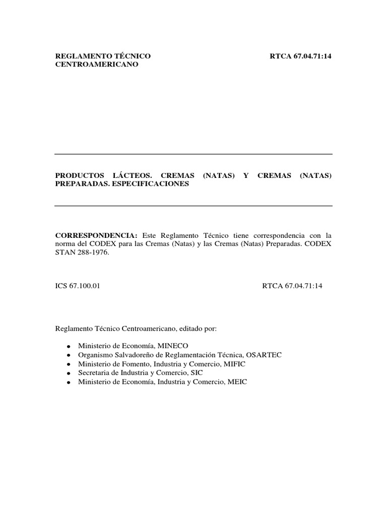 RTCA Cremas | PDF | Crema | Productos lácteos