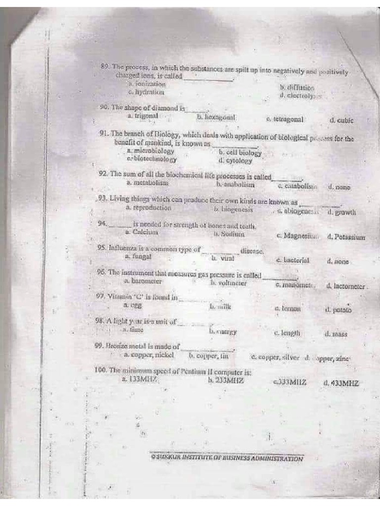 PST Jest Past. Paper | PDF