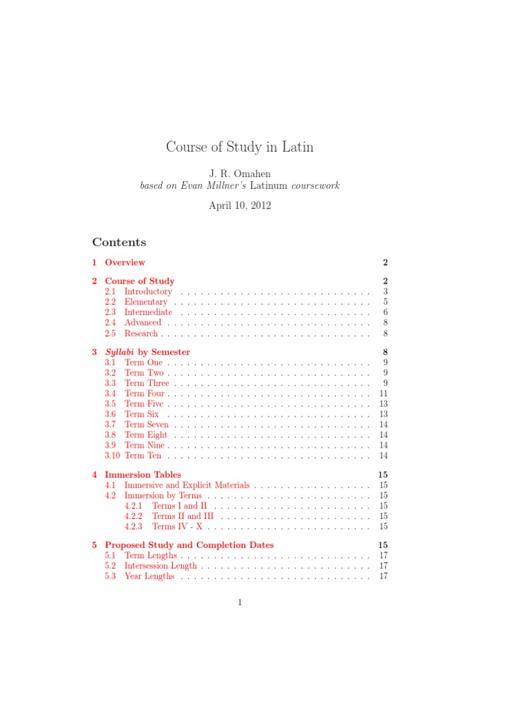 Latin Syllabus | PDF | Classics | Latin