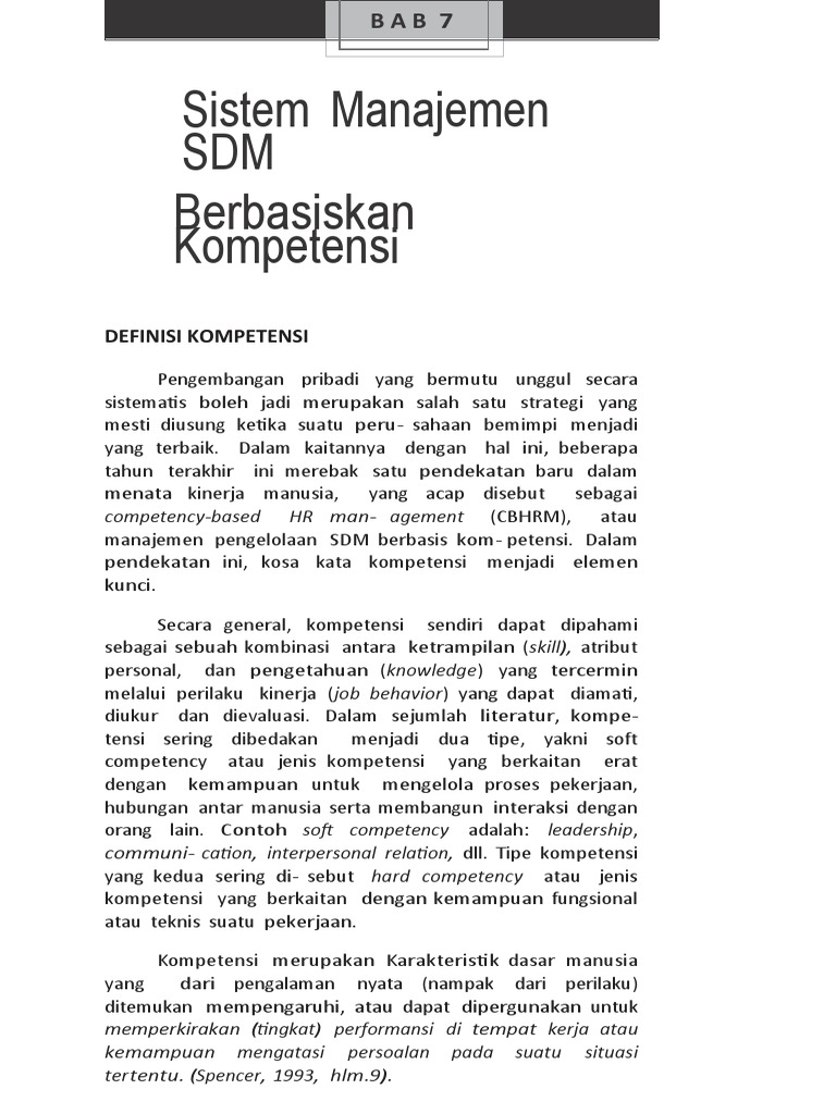Bab 7 Sistem Manajemen SDM Berbasis Kompetensi | PDF