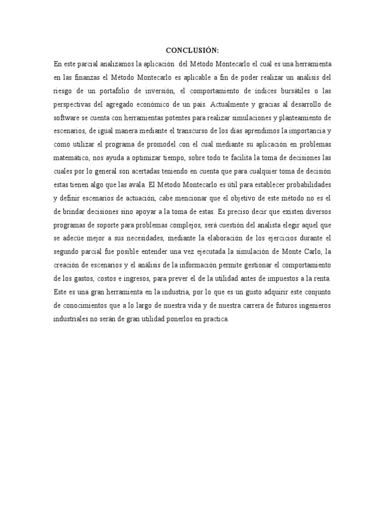 Conclusión Simulacion 2 | PDF | Informática | Tecnología