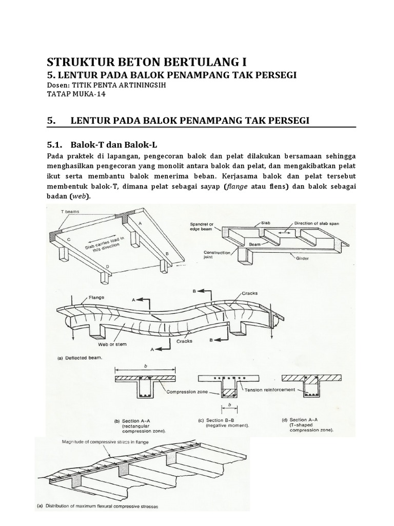 Analisis Lentur Balok-T dan Balok-L | PDF
