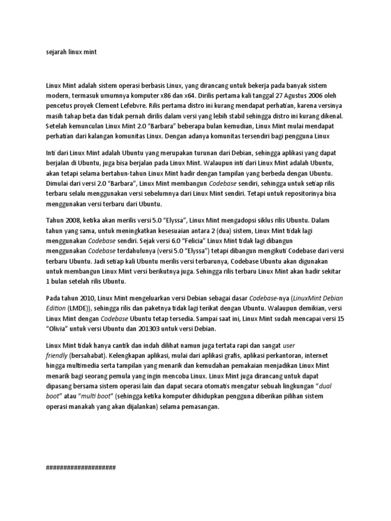 Sejarah Linux Mint | PDF