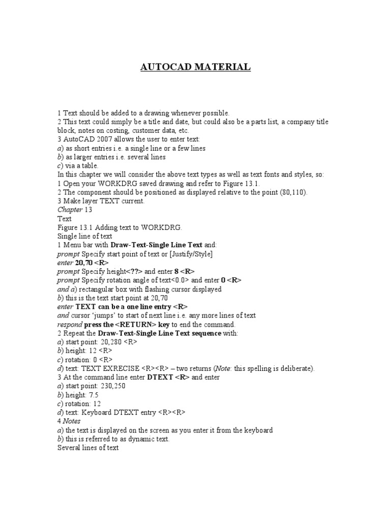 Autocad Material | PDF | Menu (Computing) | Command Line Interface