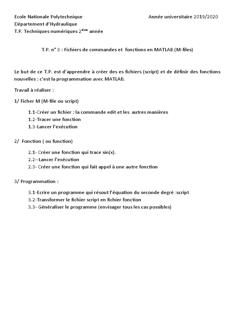 TP 3 MATLAB Hydraulique | PDF | Technologie et ingénierie