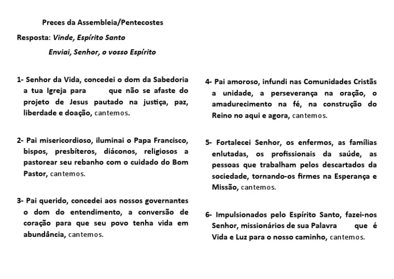 Preces Da Assembleia | PDF