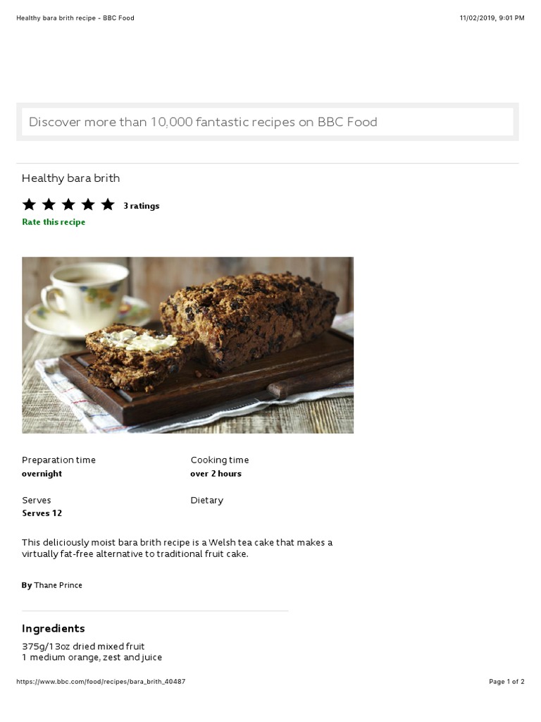 Healthy Bara Brith Recipe Guide | PDF | Cakes | Foods