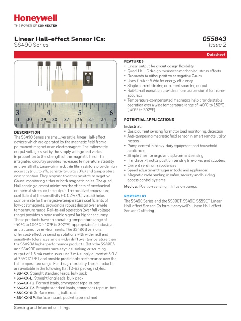 Linear Hall-Effect Sensor Ics:: Ss490 Series | PDF | Metrology | Electromagnetism