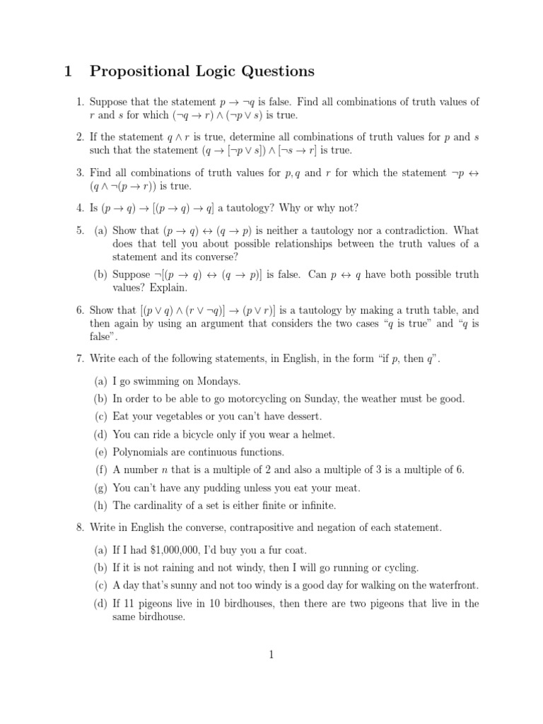 PL Questions | PDF | Argument | Logical Expressions