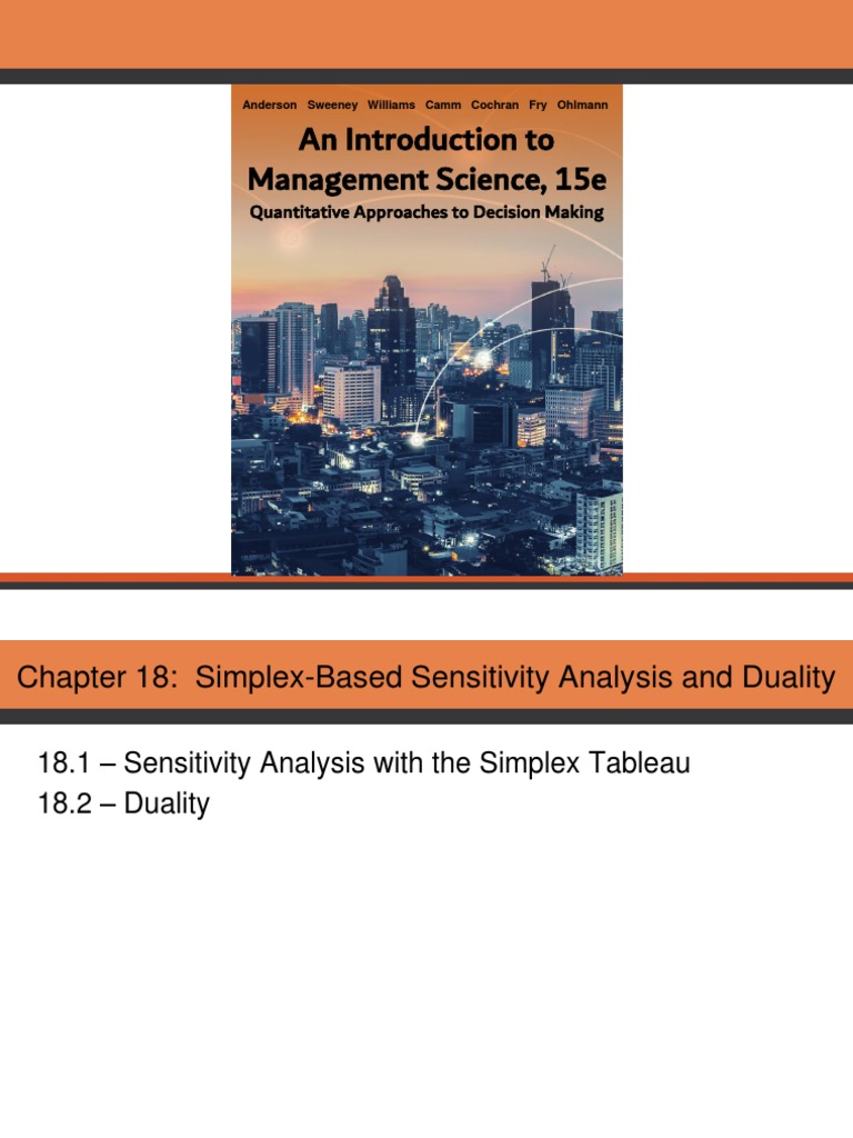CH18 Simplex-Based Sensitivity Analysis and Duality | PDF | Linear Programming | Mathematical ...