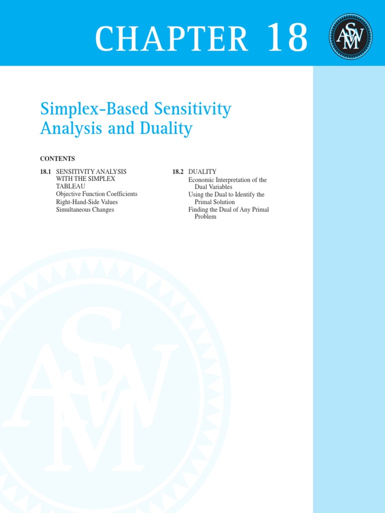 Chapter 18 Simplex Based Sensitivity Analysis And Duality Pdf