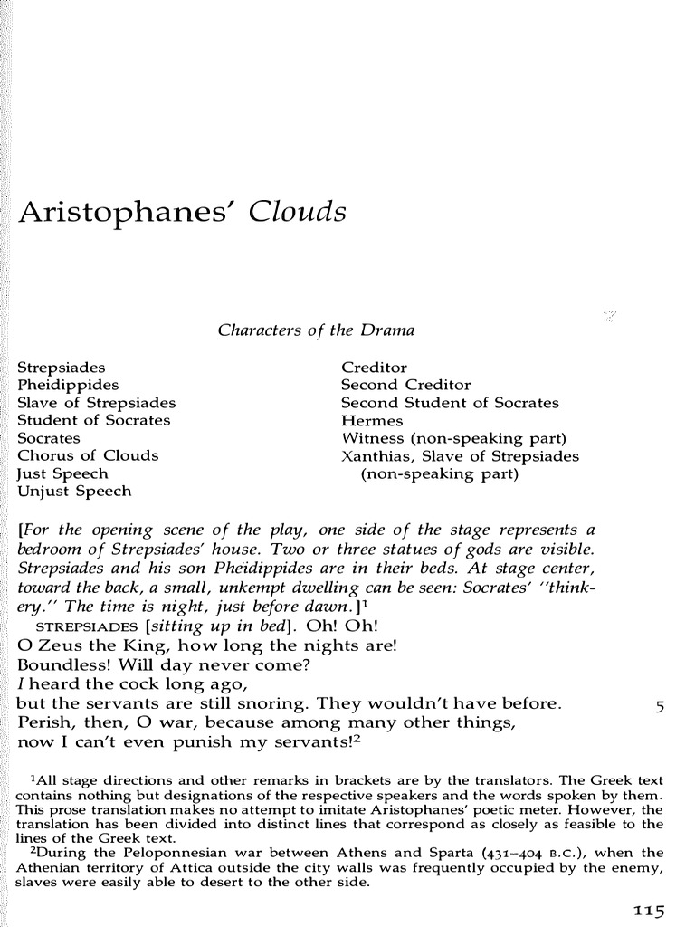 Characters in Aristophanes' Clouds | PDF