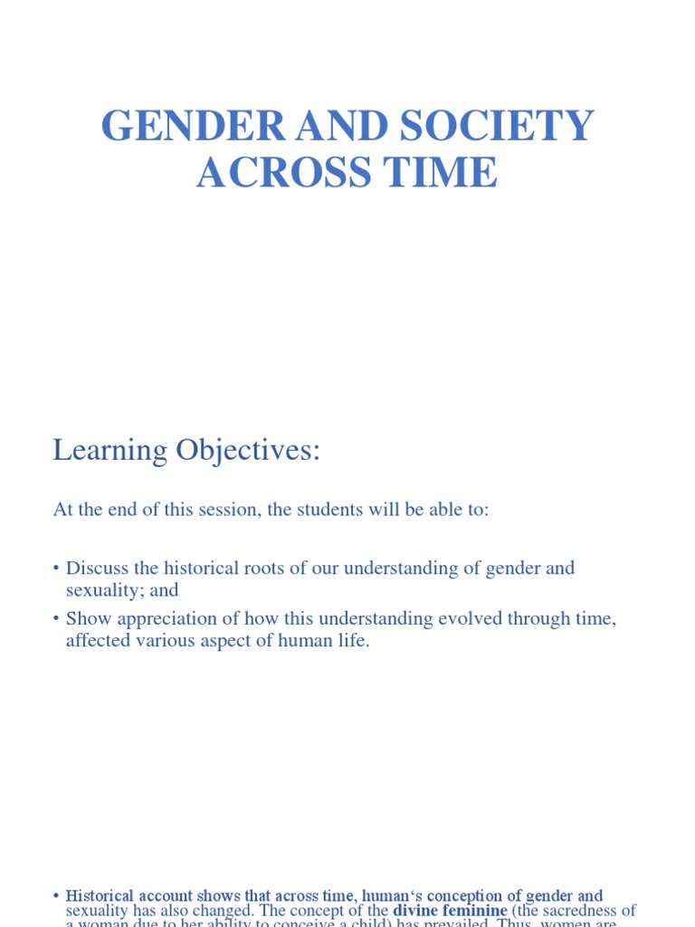 Gender And Society Across Time Pdf Patriarchy Woman