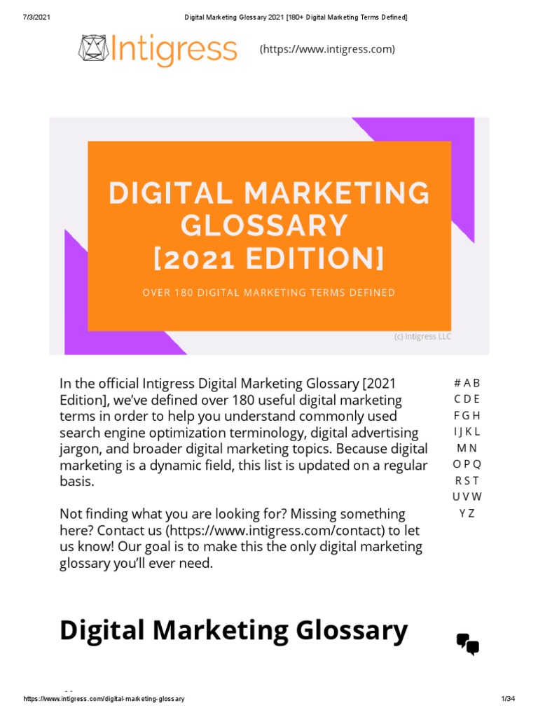 Digital Marketing Glossary 2021 (180+ Digital Marketing Terms Defined ...
