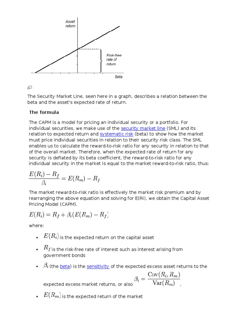 The Formula: Security Market Line Systematic Risk | PDF | Capital Asset ...