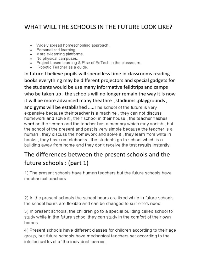 What Will The Schools in The Future Look Like | PDF | Educational ...