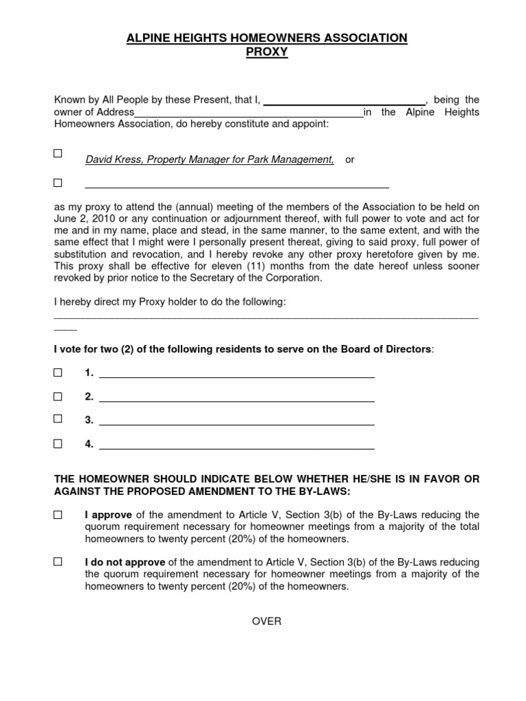 Ahha May 2010 Election Notice Proxy | PDF | Proxy Voting | Board Of ...