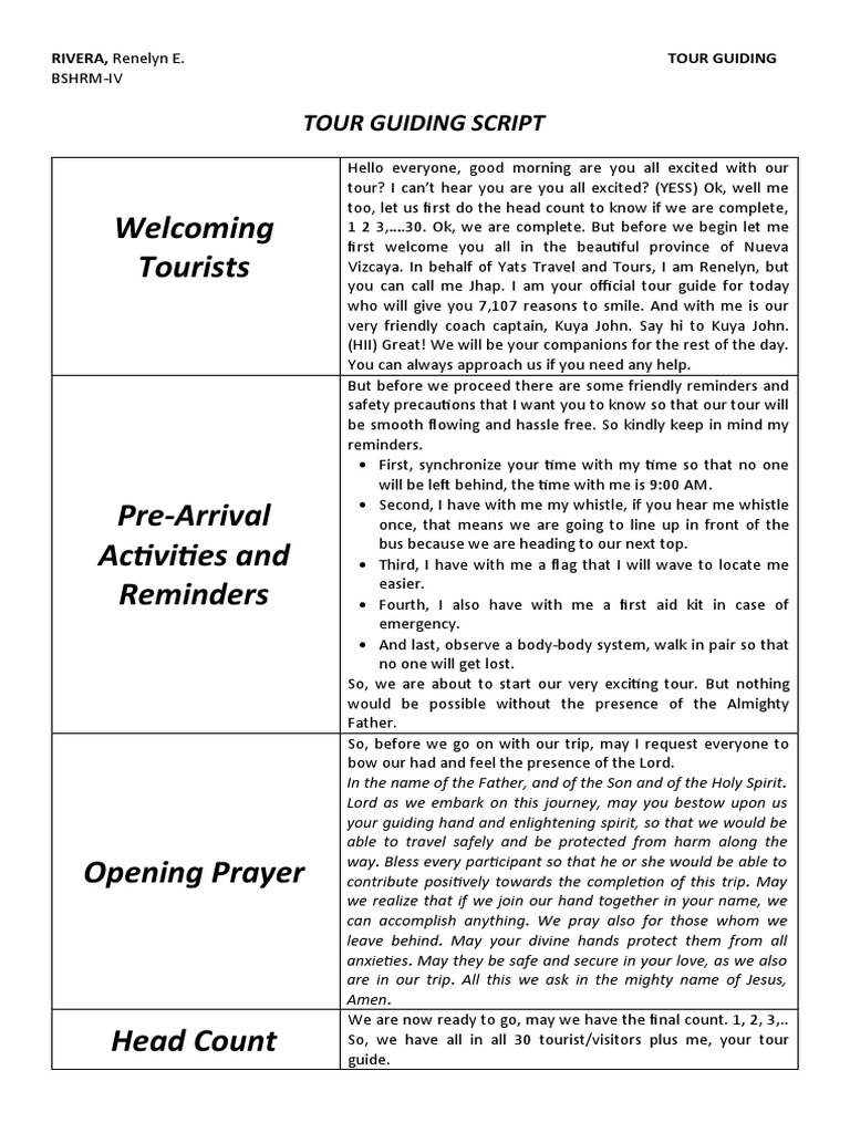 Tour Guiding Script | PDF