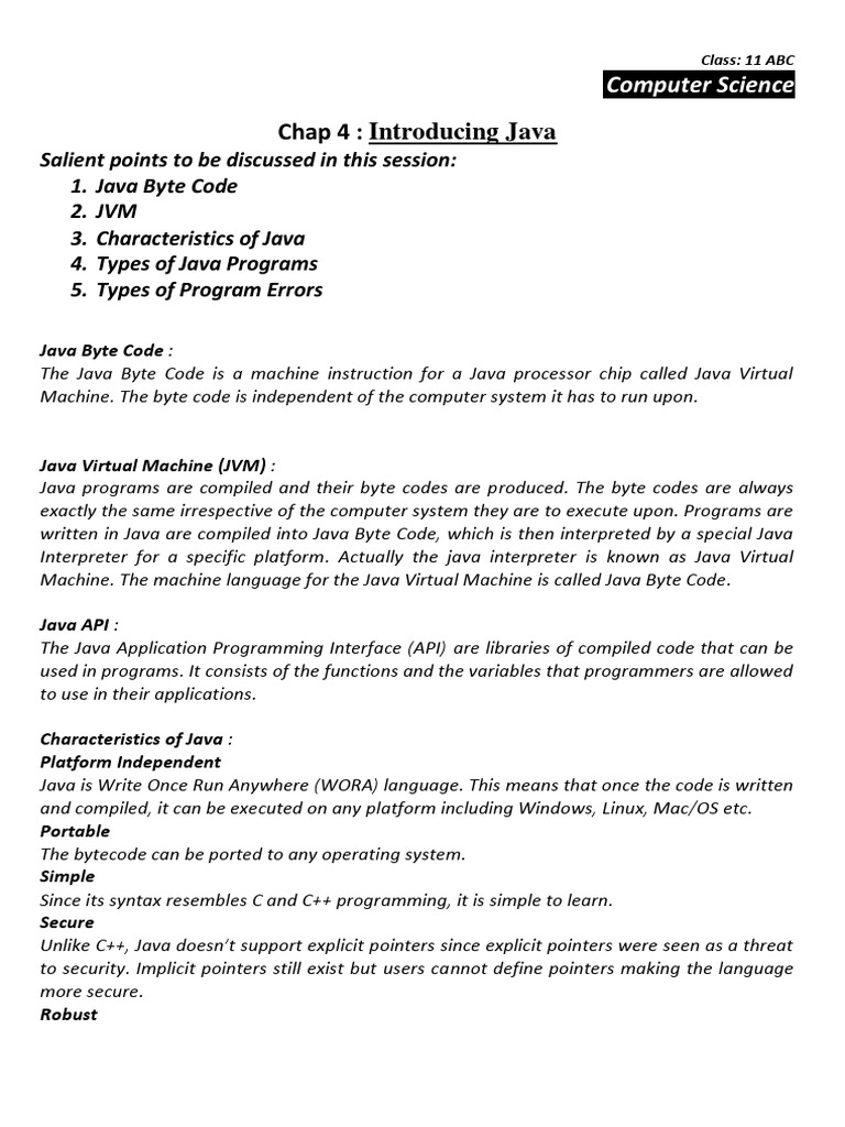 Chap 4: Introducing Java | PDF | Java Virtual Machine | Java (Programming Language)