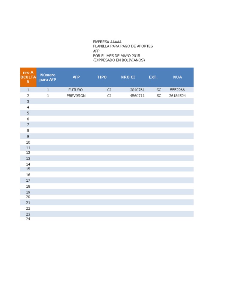 Formato PLANILLA AFP MODELO EXCEL | PDF | Ingresos | Relaciones laborales