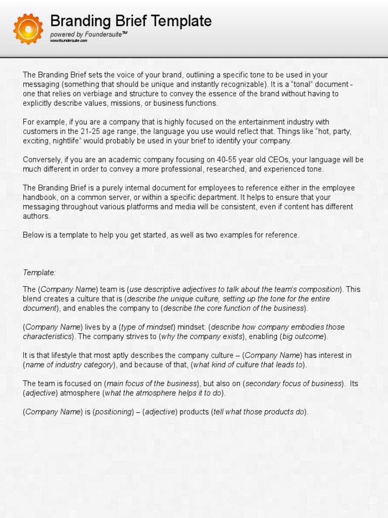 Branding Brief Template - Examples | Download Free PDF | Brand | Mentorship
